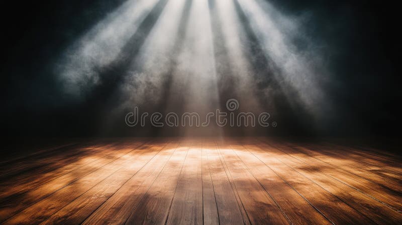 Dramatic Empty Stage with Wooden Floor Illuminated by Spotlights ...