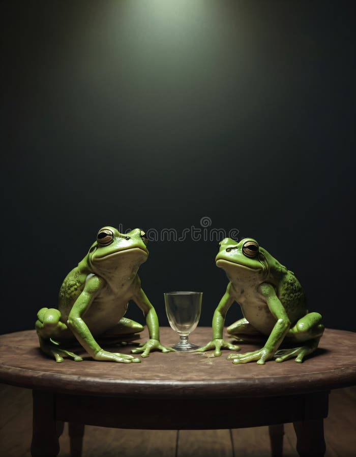 Dramatic Encounter of Two Frogs AI Generated Stock Illustration ...