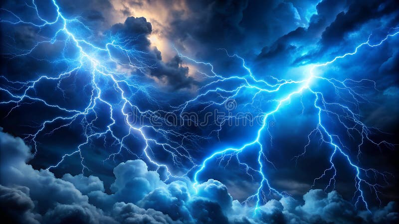 Dramatic Energy Surge of Lightning in the Night Stock Illustration ...