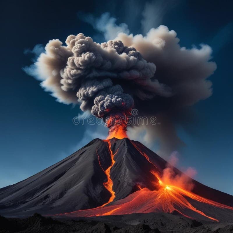 Smoke from the Erupting Volcano on the Island of Stromboli Stock Image ...