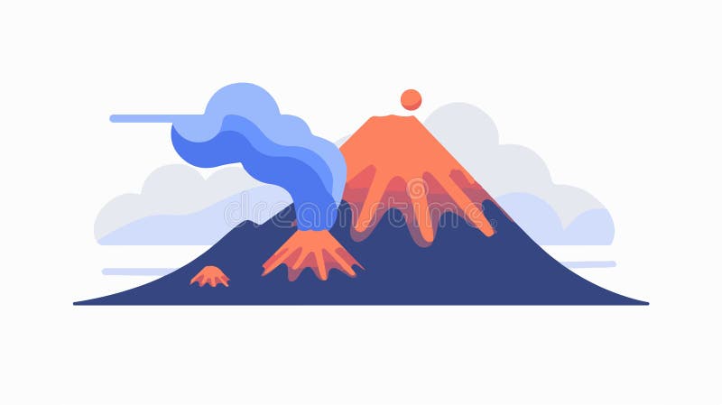 Dramatic Erupting Volcano Flat Style with Smoke Stock Illustration ...