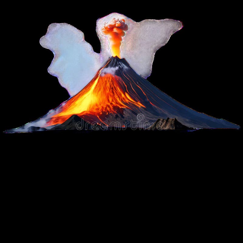 Erupting Volcano Isolated on White Background Stock Photo ...