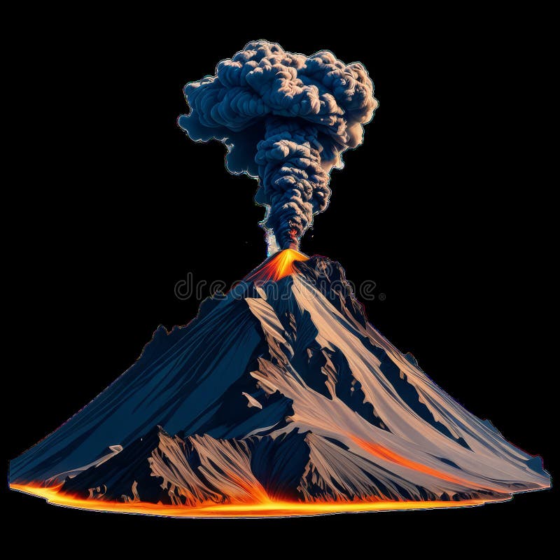 Erupting Volcano Isolated on White Background Stock Photo ...