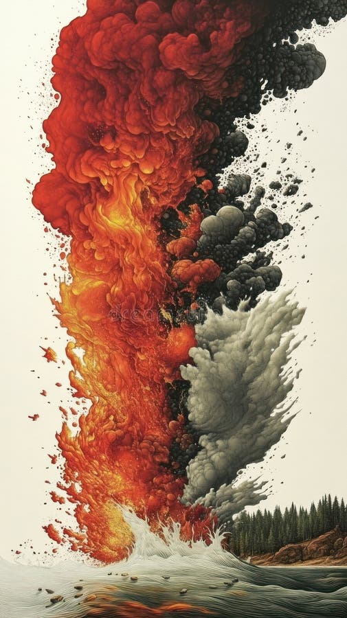 A Dramatic Eruption of Fire and Smoke, Blending Natural Elements with ...