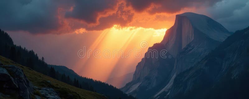 Dramatic Escarpment, Sun Rays Pierce Storm Clouds, Powerful, Escarpment ...
