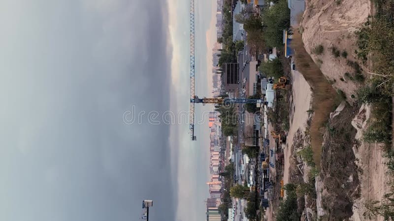 Dramatic Evening Construction Site with Cloud Movements. Time-lapse ...