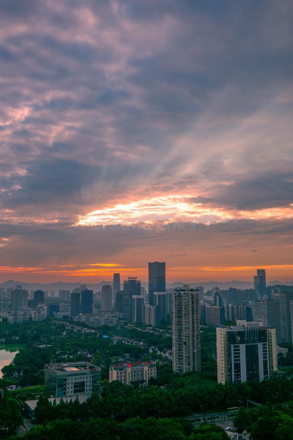 Dramatic Evening Sky at Sunset Over Chongqing City Stock Photo - Image ...