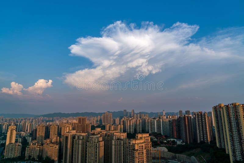 Dramatic Evening Sky at Sunset Over City Editorial Stock Image - Image ...