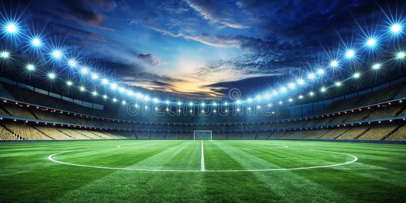 Dramatic Evening Soccer Match Under Stadium Lights a Thrilling Night ...