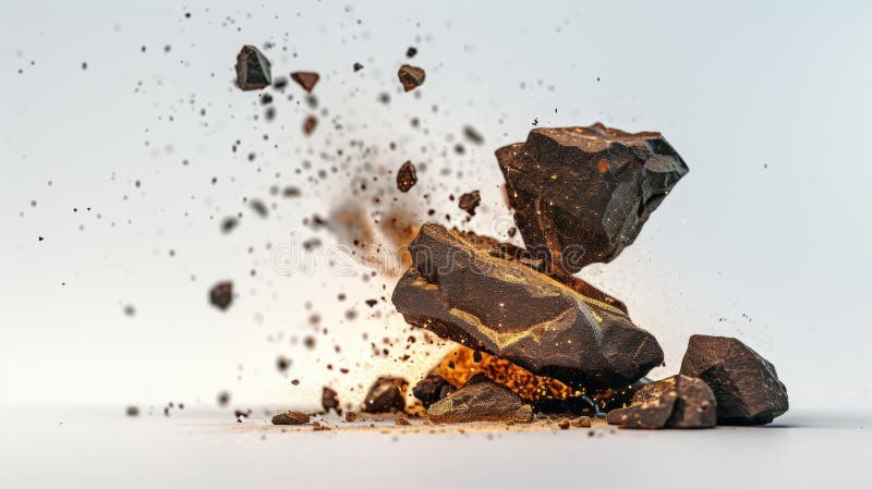 Dramatic Explosion: Abstract Texture of Rocks with White Background ...
