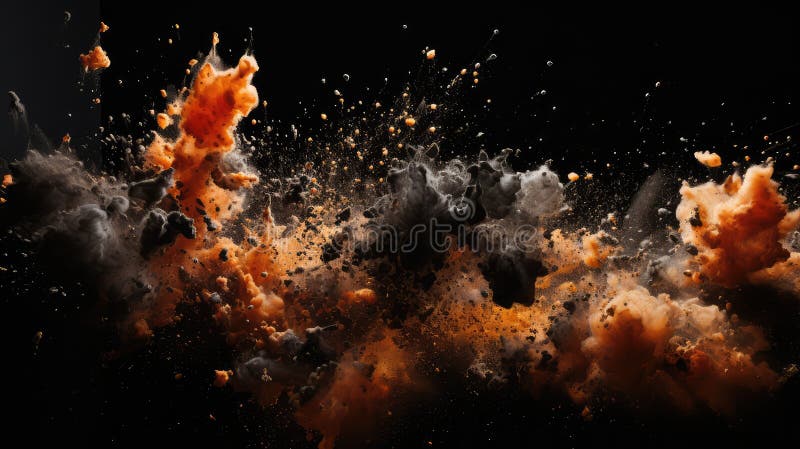 Dramatic Explosion Black Background Stock Illustration - Illustration ...