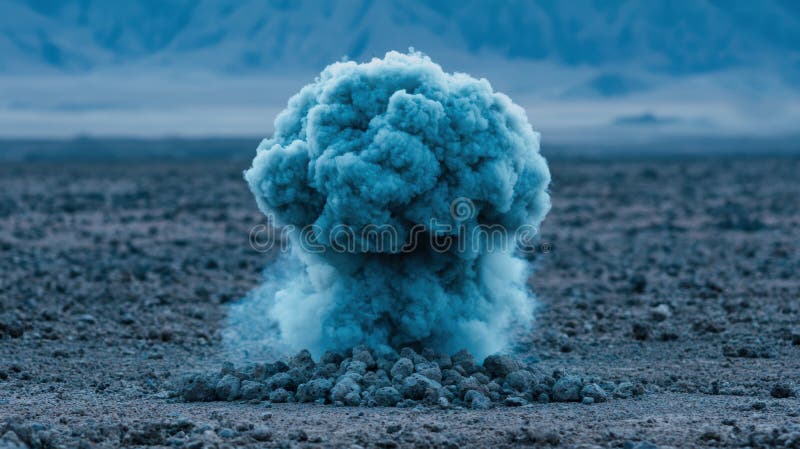 Dramatic Explosion of Blue Smoke on a Rocky Surface Stock Illustration ...