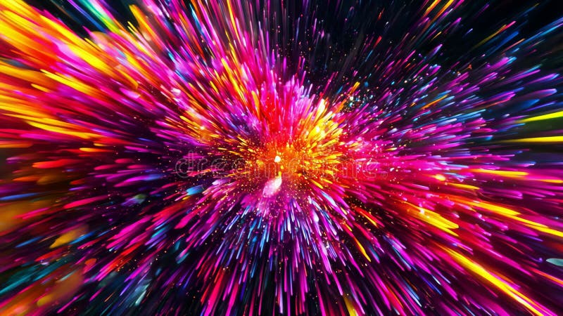 A Dramatic Explosion of Bright Neon Colors Bursts into Motion, Creating ...