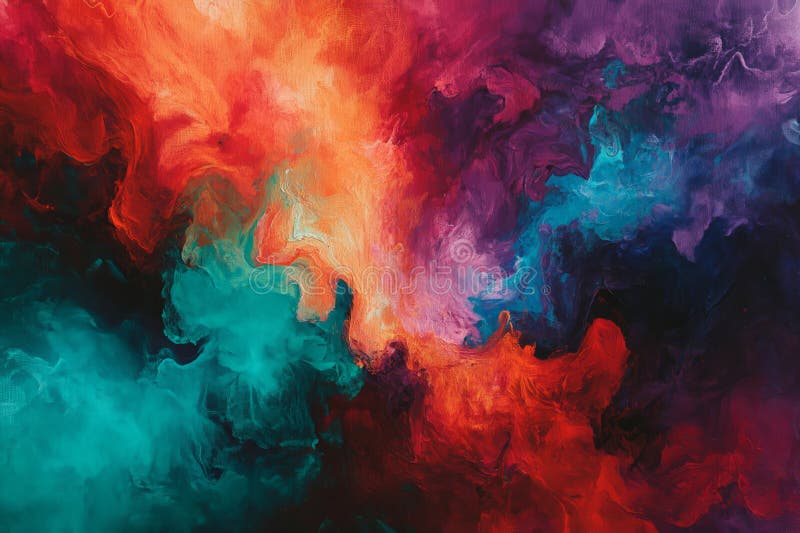 A Dramatic Explosion of Bright Paints in Shades of Red, Teal, and ...
