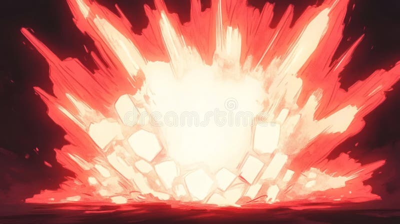 A Dramatic Explosion with Bright Red and White Colors Creating a Sense ...