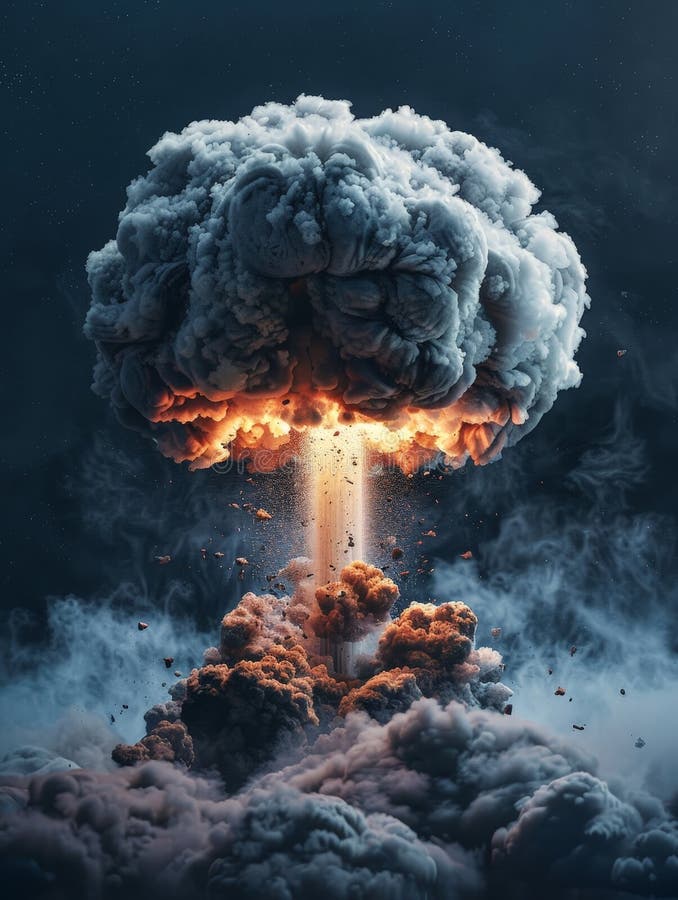 Dramatic Explosion Cloud with Fire and Smoke Stock Illustration ...