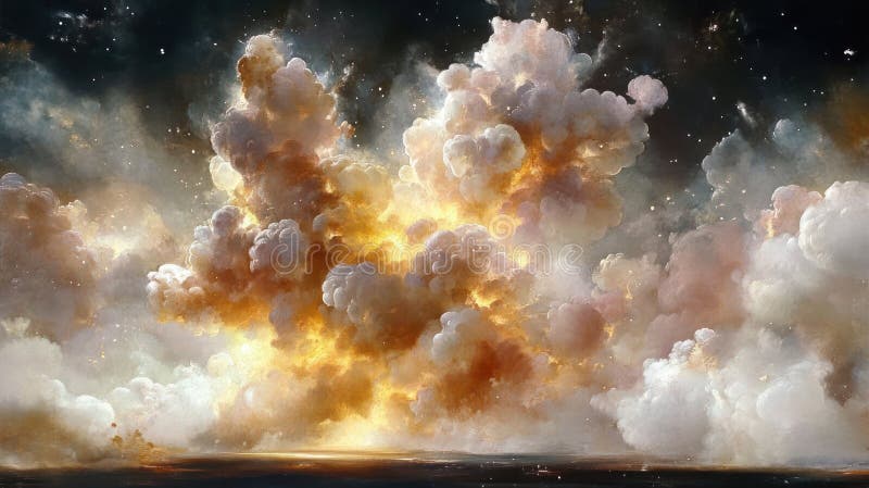 A Dramatic Explosion of Clouds and Colors, Evoking a Sense of Chaos and ...