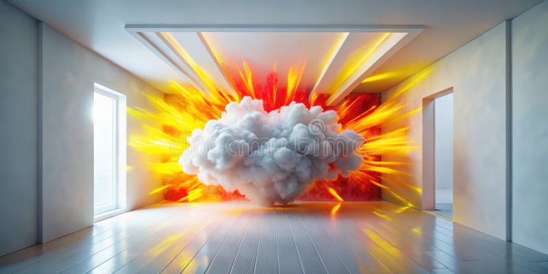 A Dramatic Explosion of Color and Smoke within a Minimalist Interior ...
