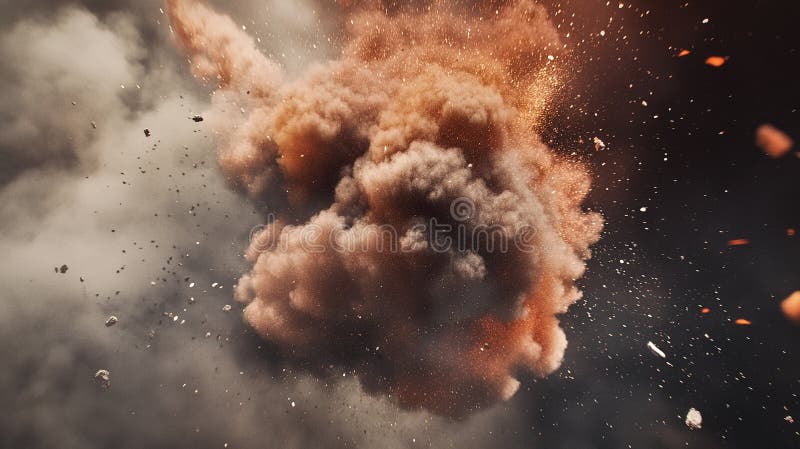 Dramatic Explosion Creates a Cloud of Smoke and Debris Against a Dark ...