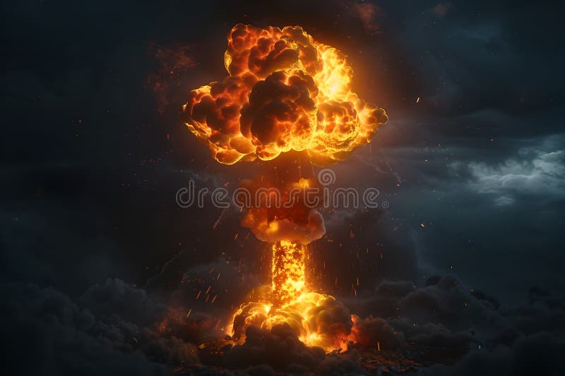 Dramatic Explosion in Dark Clouds Showing Fire and Destruction ...