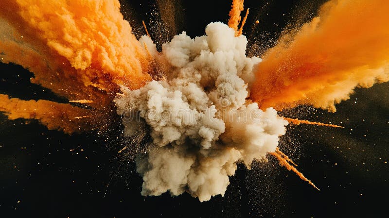 Dramatic Explosion in a Dark Environment Creating Vibrant Orange and ...