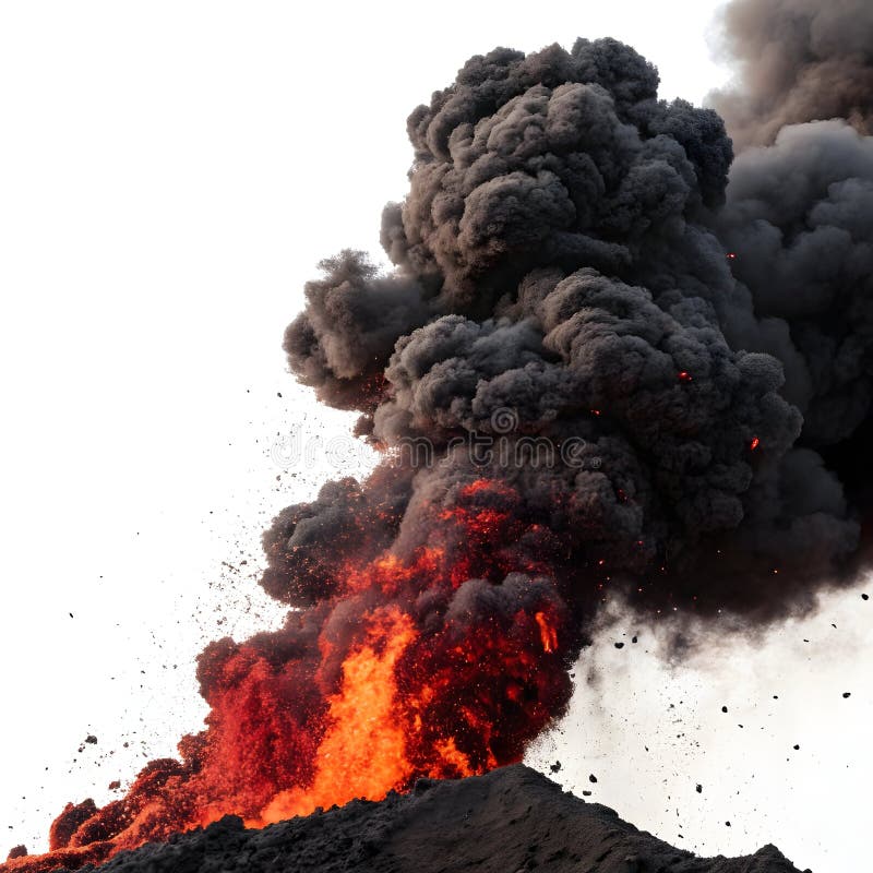Explosion Border with Dark Smoke and Red Lava Isolated on White ...