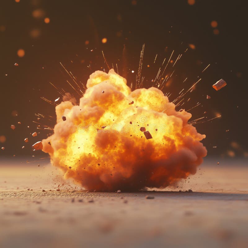 Dramatic Explosion with Debris Against Dark Background Stock Image ...