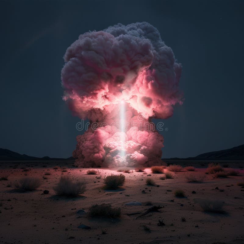Dramatic Explosion in Desert Landscape Stock Illustration ...