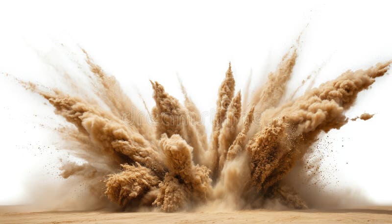 Dramatic Explosion of Dry River Sand, Sending Brown Particles Flying ...