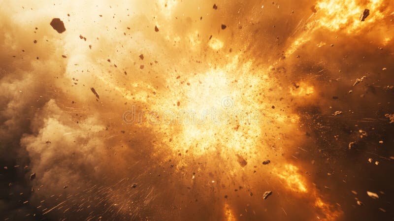 Dramatic Explosion with Dust and Fire Particles Creating an Epic ...
