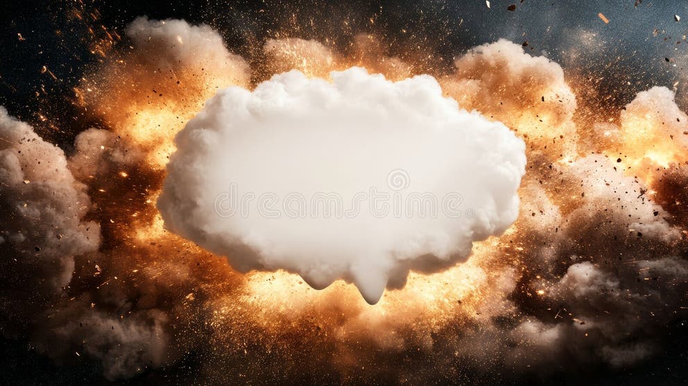 A Dramatic Explosion Effect with a Blank Cloud for Text Overlay ...