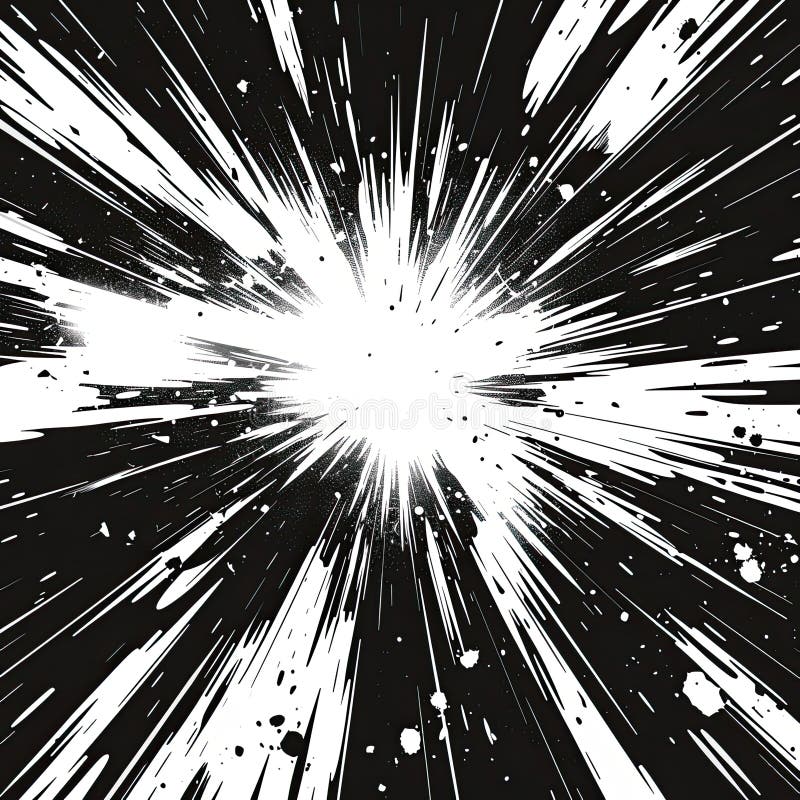 Dramatic Explosion Effect with Radiating White Lines and Splatters ...