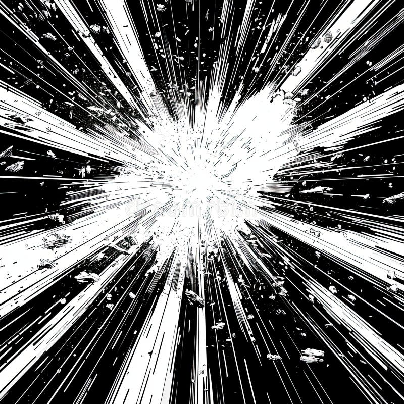 Dramatic Explosion Effect with Radiating White Lines and Splatters ...