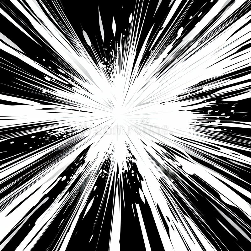 Dramatic Explosion Effect with Radiating White Lines and Splatters ...