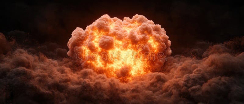 A Dramatic Explosion with Fiery Blast and Smoke, Capturing the ...