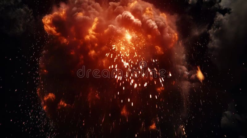 Dramatic Explosion with Fiery Effects and Smoke in a Dark Background ...