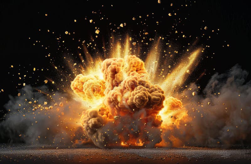 Dramatic Explosion with Fiery Orange Flames and Smoke Stock ...
