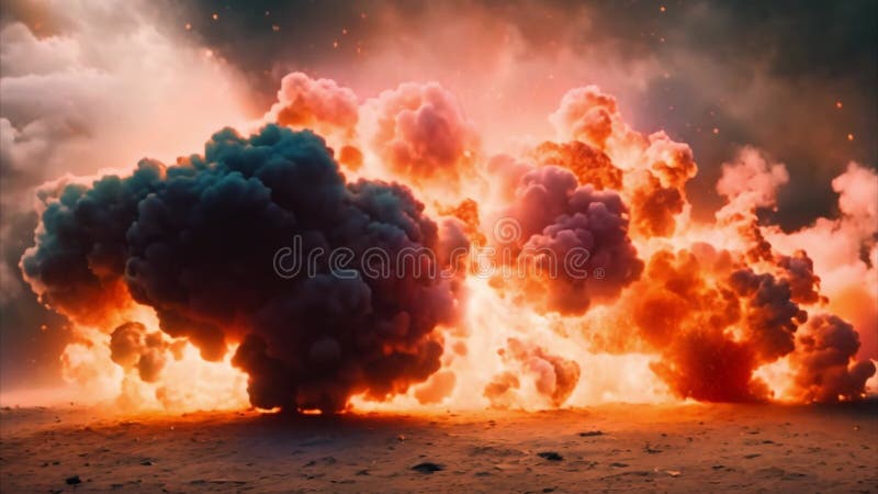 Dramatic Explosion with Fiery Smoke and Clouds Stock Footage - Video of ...