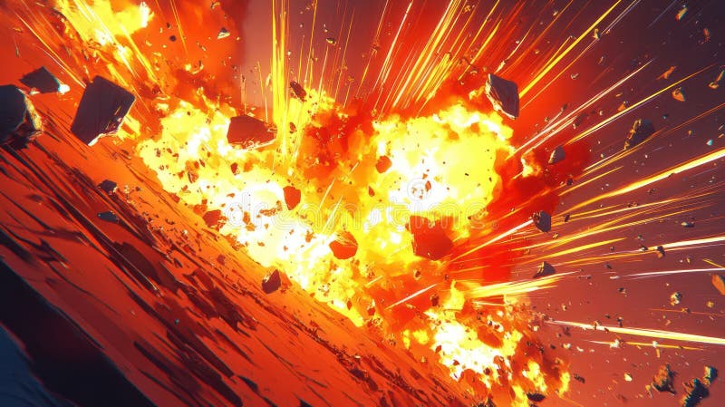 A Dramatic Explosion with Fiery Sparks and Debris, Conveying Intensity ...
