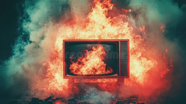 A Dramatic Explosion of Fire Consumes an Old Television Set Suddenly ...