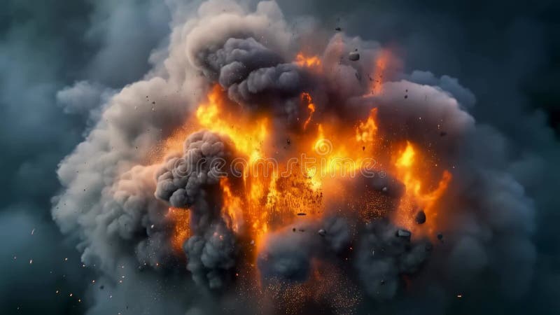Dramatic Explosion with Fire and Smoke in Dynamic Scene Stock Video ...