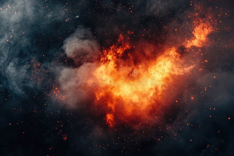 Dramatic Explosion of Fire and Smoke Stock Illustration - Illustration ...