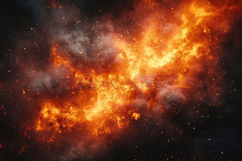 Dramatic Explosion of Fire and Smoke Stock Illustration - Illustration ...