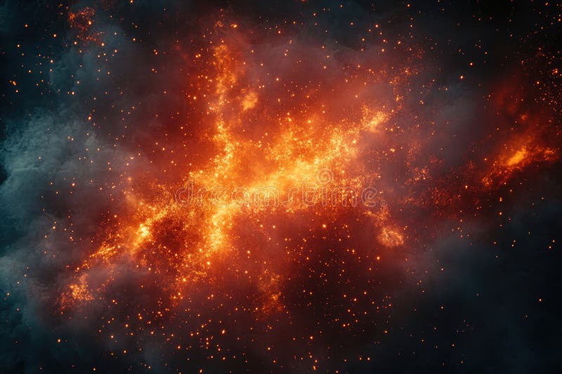 Dramatic Explosion of Fire and Smoke Stock Illustration - Illustration ...