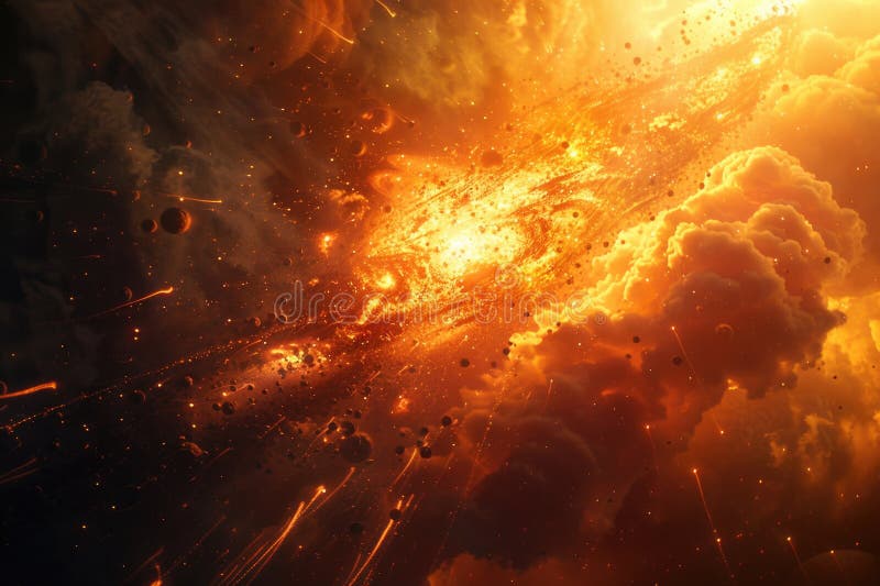 A Dramatic Explosion of Fire and Smoke in the Sky. Ideal for ...