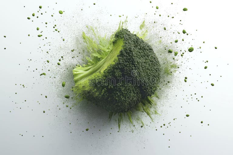 Dramatic Explosion of Fresh Broccoli with Vibrant Green Splash Stock ...
