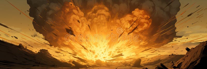 Dramatic Explosion Illuminating a Dusk Sky Over a Distant Landscape ...