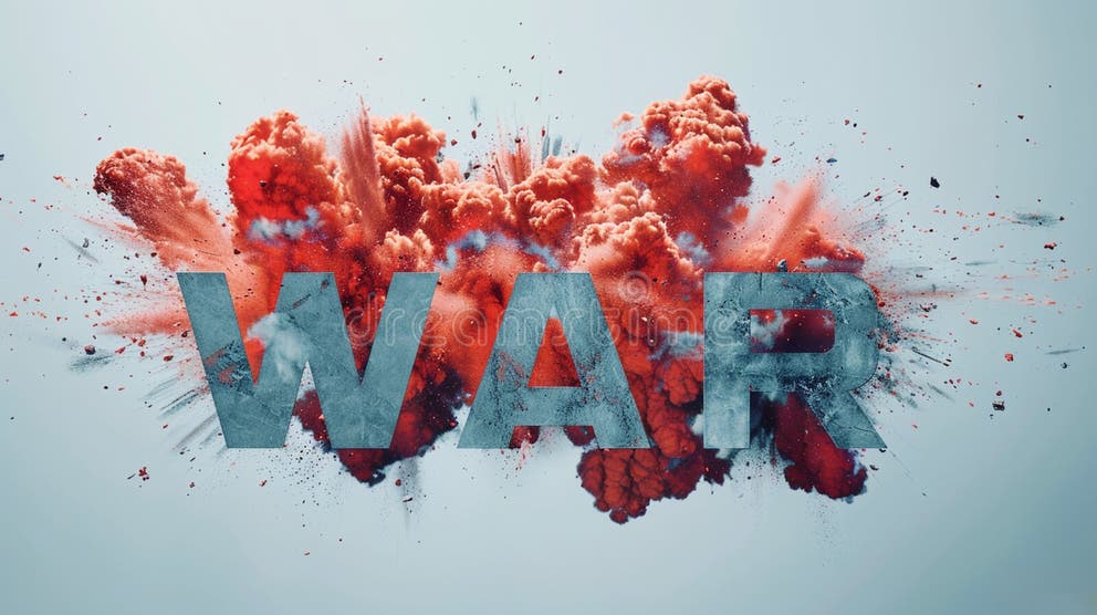 Dramatic Explosion: Illustration of WAR on White Background with Bomb ...