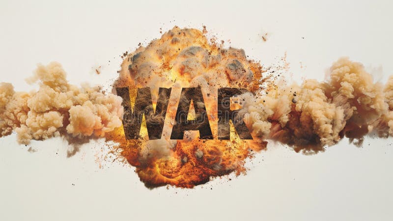Dramatic Explosion: Illustration of WAR on White Background with Bomb ...