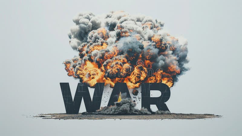 Dramatic Explosion: Illustration of WAR on White Background with Bomb ...